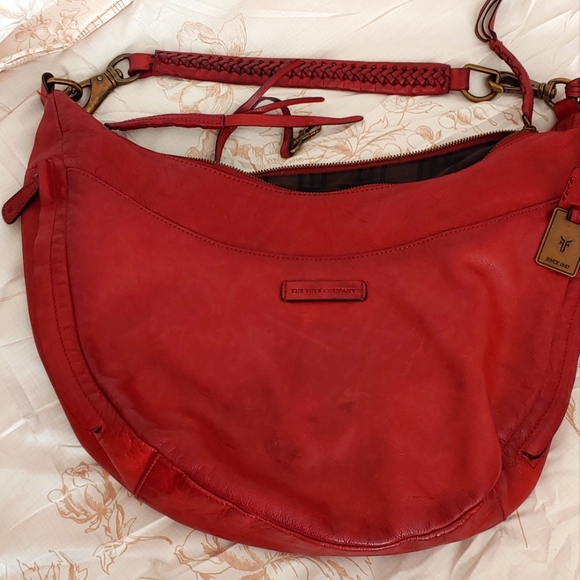 Bags | Red Leather Hobo Bag | Poshmark